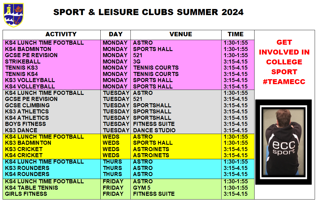 Exmouth Community College - Sport & Leisure Clubs